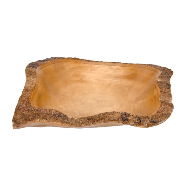 Handmade Rectangular-Shaped Mango Tree Wood with Bark Rim Serving Dish ...
