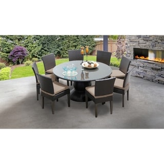 Belle 60 Inch Outdoor Patio Dining Table with 8 Armless Chairs - Bed ...