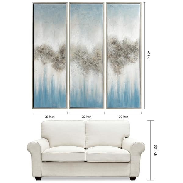 Sequence Textured Glitter Hand Painted Canvas Wall Art Set of 3 - Bed ...