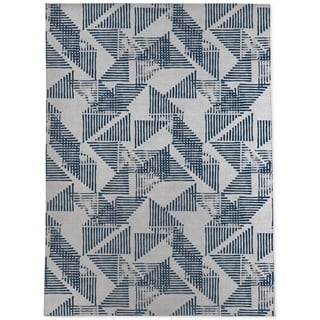 STRIPE TRIANGLE BLOCK PRINT BLUE Area Rug by Kavka Designs - Bed Bath ...