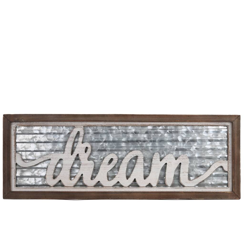 UTC55820: Metal Rectangle Wall Art Galvanized Finish Gray - 24 x 12 ...