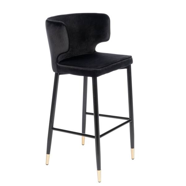Statements By J Kayla Curved Upholstered Modern Black Velvet Bar Chair ...