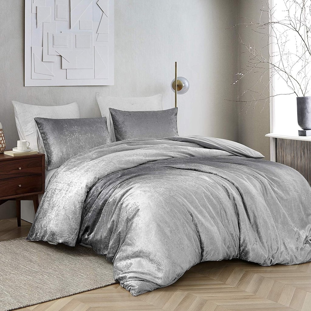 Coma Inducer® Oversized Duvet Cover - Ombre Velvet Crush - Light Gray ...