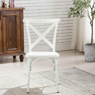 White Cross Back Metal Industrial Modern Vintage Farmhouse Dining Chair ...