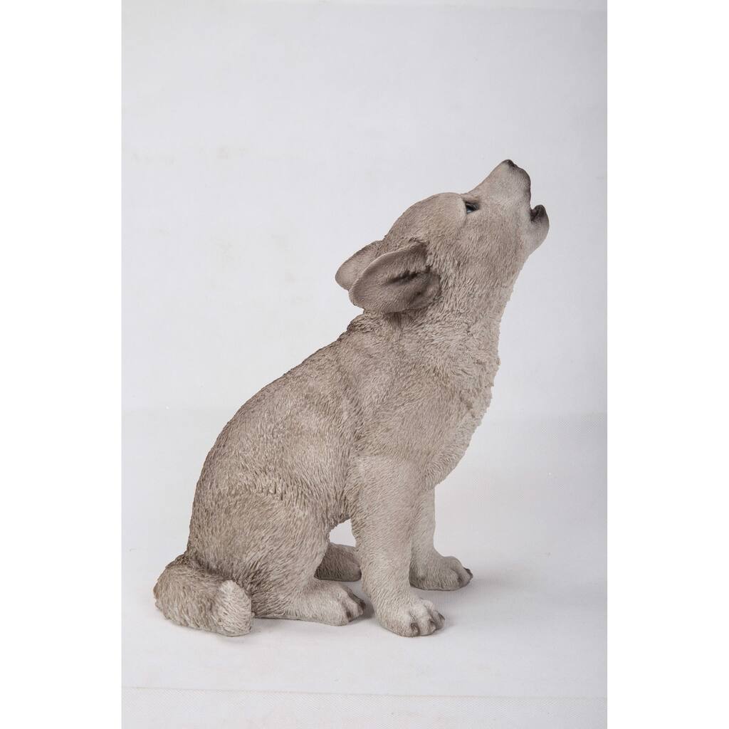 Howling Wolf Pup Statue - Overstock - 29045594