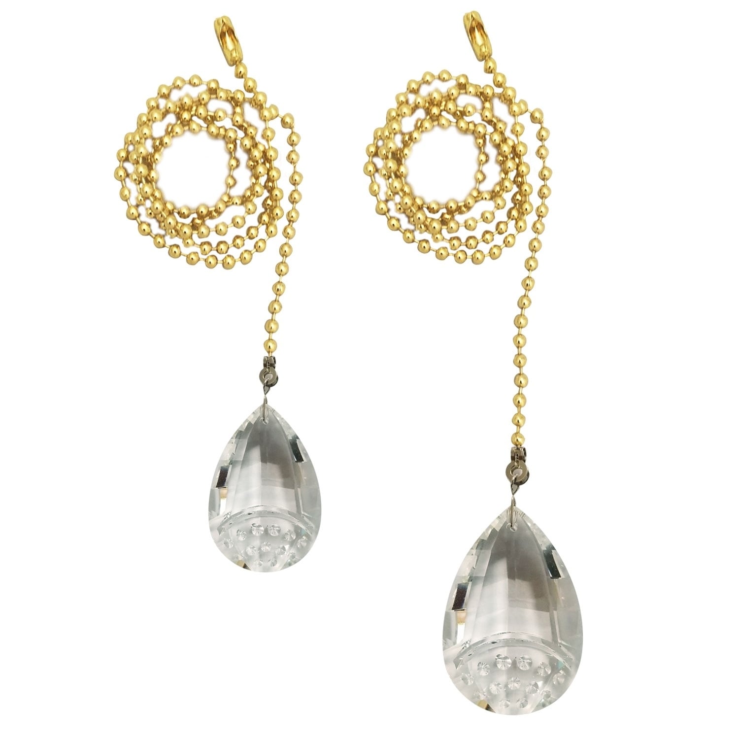 Faceted Crystal Ball Ceiling Fan Pull, 2"h with 12" Polished Brass ...