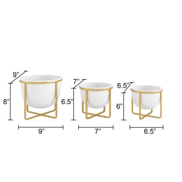 Kendi Mid Century Modern Planters (Set of 3) - 8"H x 9"W x 9"D / 6.5 x ...