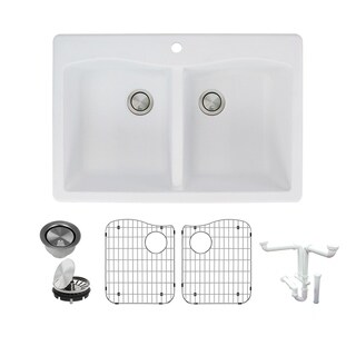 Transolid Aversa Granite 33-in Drop-In Kitchen Sink Kit with Grids ...