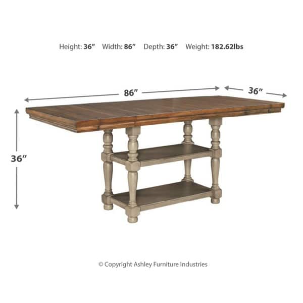 Lettner Rectangular Dining Room Counter Extension Table - Gray/Brown ...