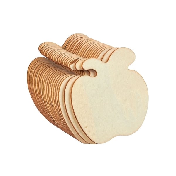 Unfinished Wood Cutout, 24-Pack Apple Shaped Wood Pieces for Wooden Craft DIY - Bed Bath ...