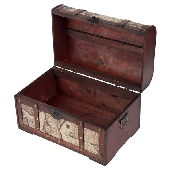 Juvale Wooden Chest Trunk, 3-Piece Storage Trunk and Chests - Map ...