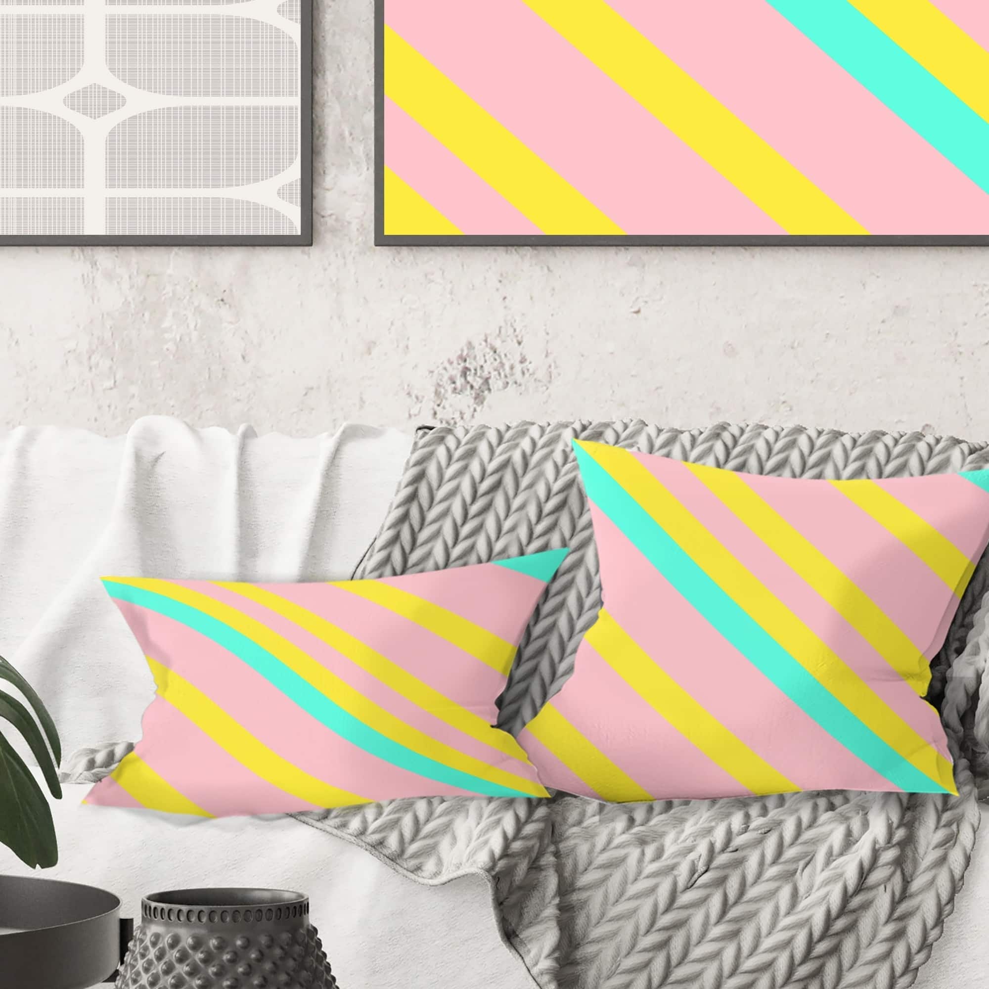 Designart Memphis Retro Neon Pattern Mid Century Modern Throw Pillow