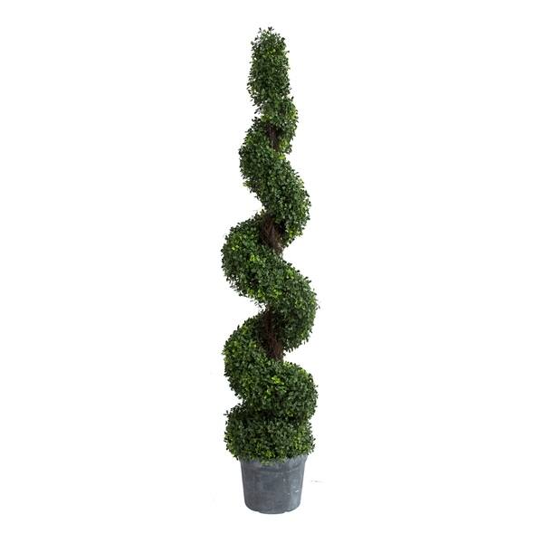 Green 60-inch Spiral Boxwood Potted Topiary - Bed Bath & Beyond - 29068370