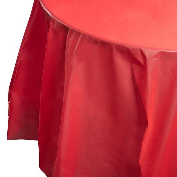 12pcs 84" Red Disposable Plastic Round Table Covers Tablecloths Party ...