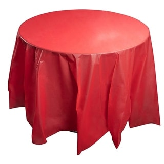 12pcs 84" Red Disposable Plastic Round Table Covers Tablecloths Party ...