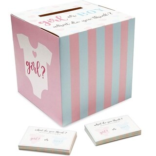Gender Reveal Baby Shower Party Voting Box 50 Ballot Cards Set, Pink ...