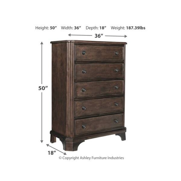 Adinton Brown Five Drawer Chest - Bed Bath & Beyond - 29076042