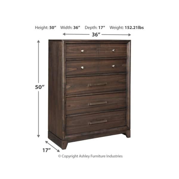 Brueban Chestnut Brown Five Drawer Chest - Bed Bath & Beyond - 29076066