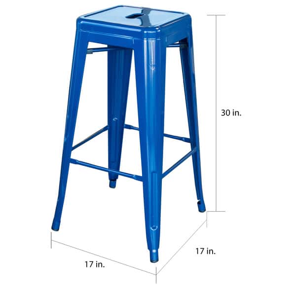 Carbon Loft Scodellaro Blue Metal Bar Stool (Set of 2) - Bed Bath ...
