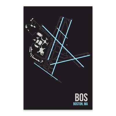 Noir Gallery Boston Airport Code Poster Metal Wall Art Print ...