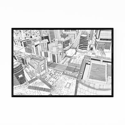 Noir Gallery Shibuya Tokyo Skyline Drawing Framed Art Print - Overstock ...