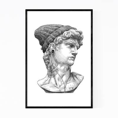 Noir Gallery Funny Hipster David Statue Humor Framed Art Print ...