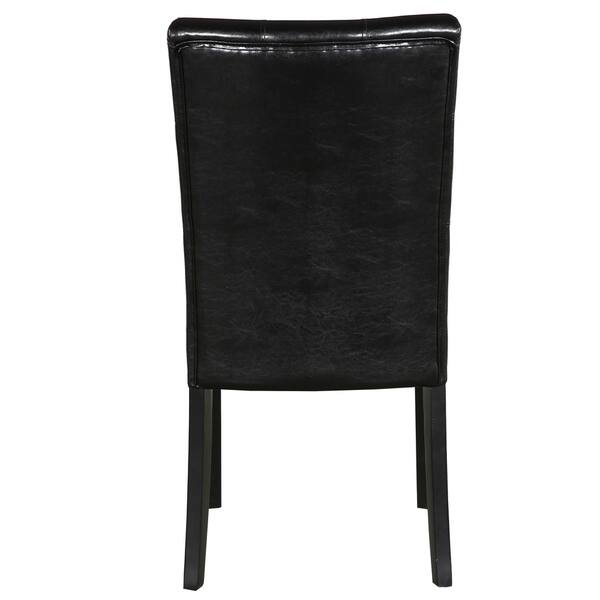 French High Back Tufted Upholstered Dining Chair , Set of 2, Black Faux ...