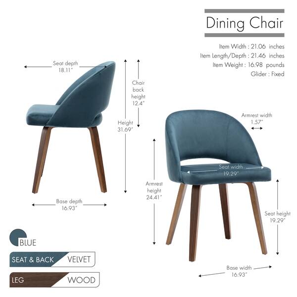 Porthos Home Ohan Fabric Dining Chairs, Velvet Upholstery and Sturdy ...