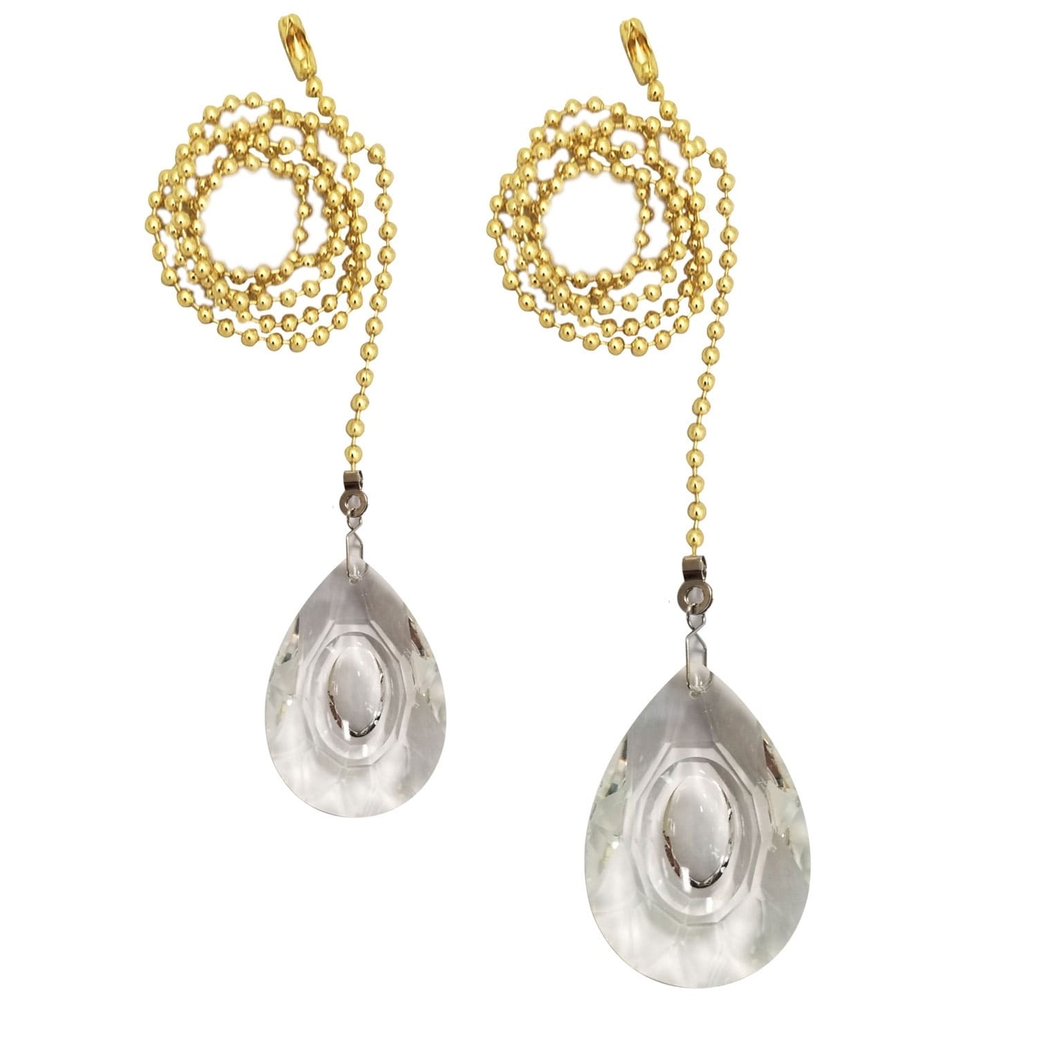 Faceted Crystal Ball Ceiling Fan Pull, 2"h with 12" Polished Brass ...