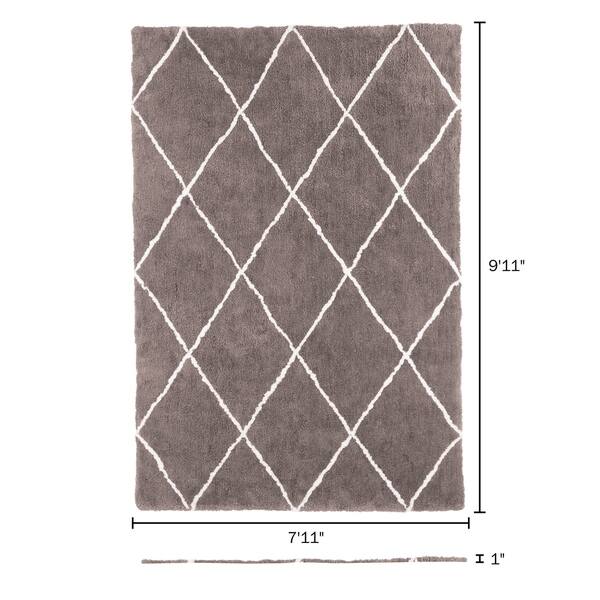 Windsor Home Diamond Shag Area Rug- Plush Pattern Carpet- Modern Design ...