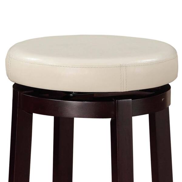 Fabric Upholstered Counter Stool with Slanted Legs, Brown and White ...