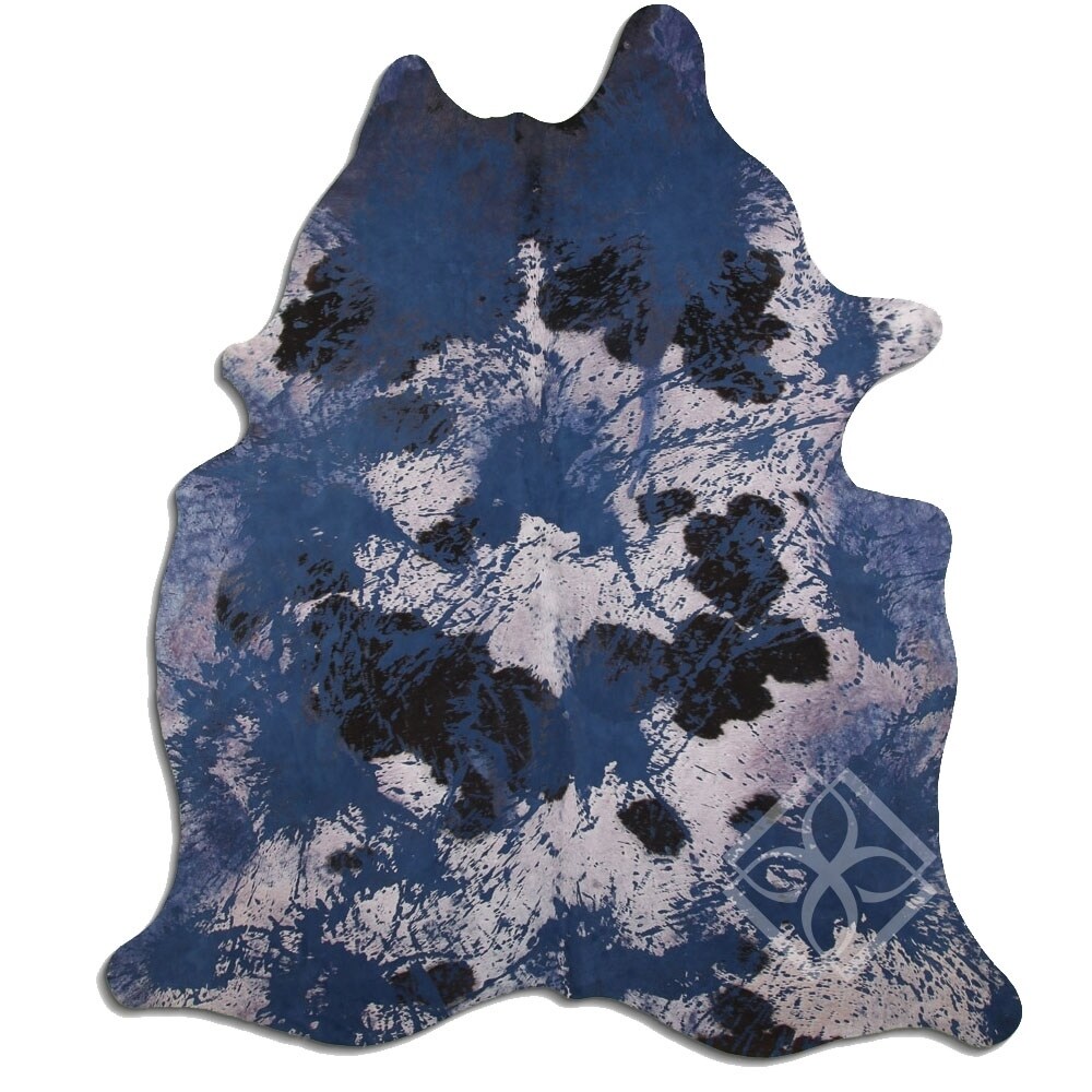 Cowhide Area Rugs ACID WASHED HAIR ON COWHI DISTRESSED NAVY BLUE 3 - 5 ...
