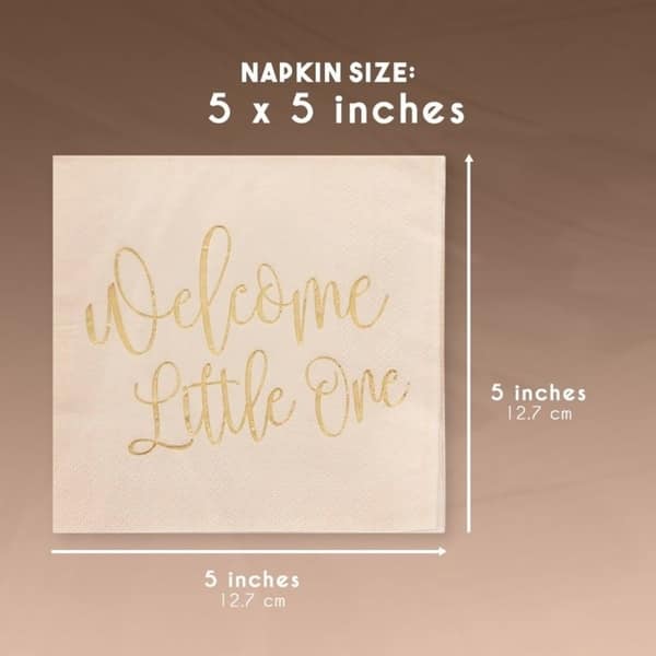 50 Pack Pink Baby Shower Napkins - "Welcome Little One" Baby Shower ...