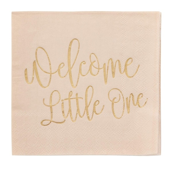 50 Pack Pink Baby Shower Napkins - "Welcome Little One" Baby Shower ...