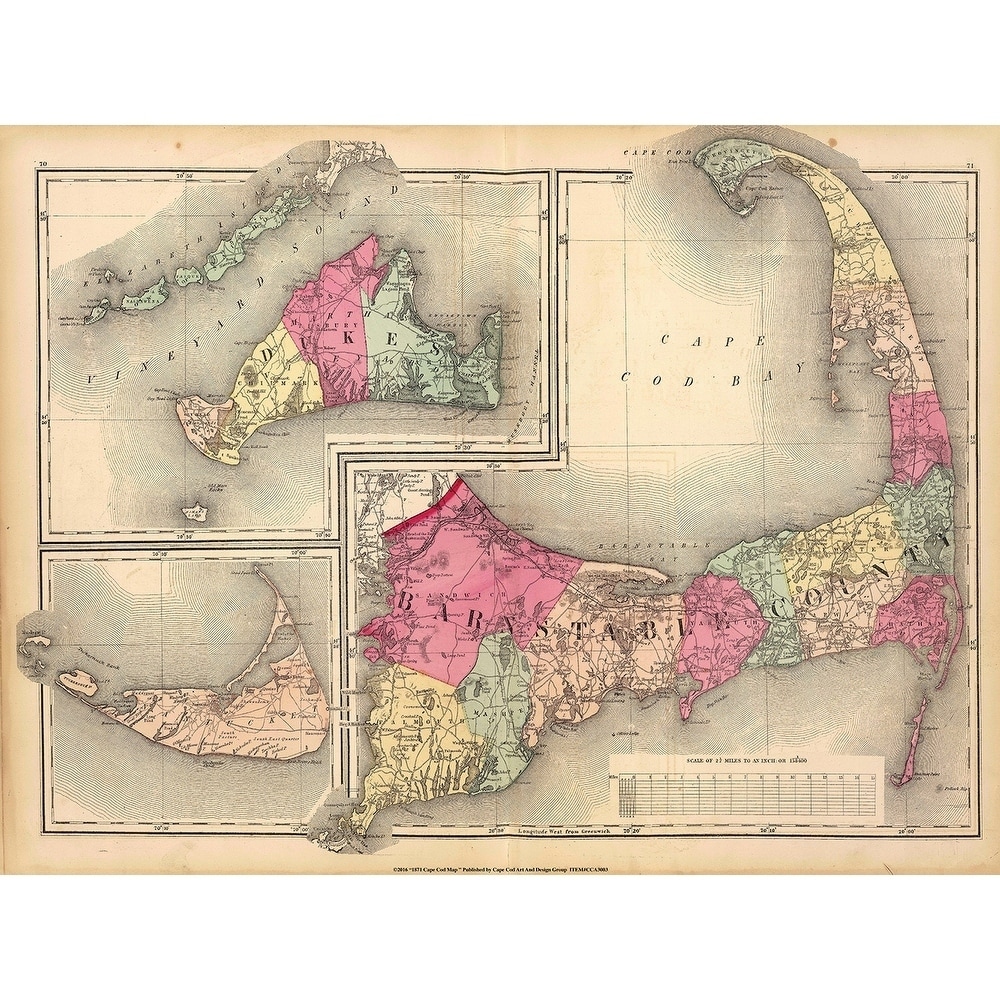 CANVAS 1945 Miller Map of Cape Cod Graphic Art - Bed Bath & Beyond ...