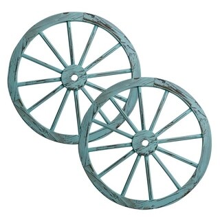 The Gray Barn Zephyr Grange Wooden Wagon Wheel with Antique Blue Finish ...