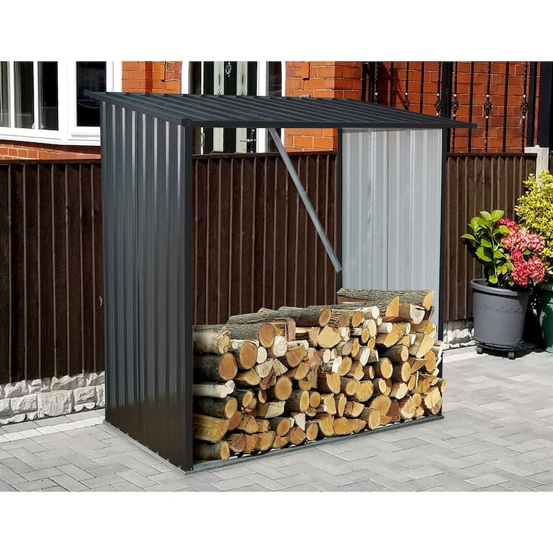 Hanover Indoor/Outdoor Galvanized Steel Firewood Storage Rack Holds up ...