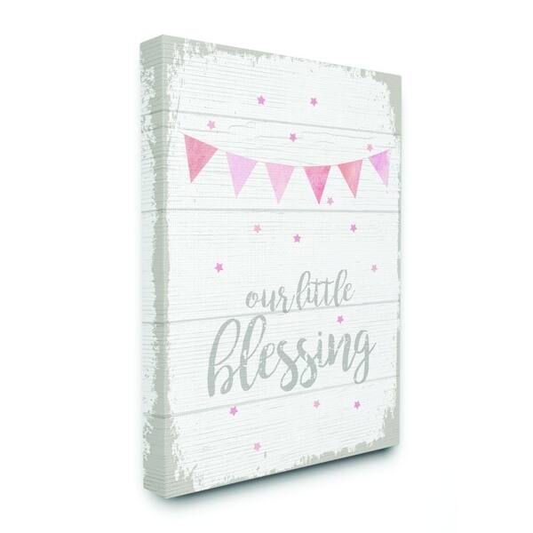 Stupell Our Little Blessing Pink Kids Word Design Canvas Wall Art ...
