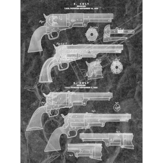 CANVAS Gun Revolver Blueprint in Black Vintage Advertisement - Bed Bath ...