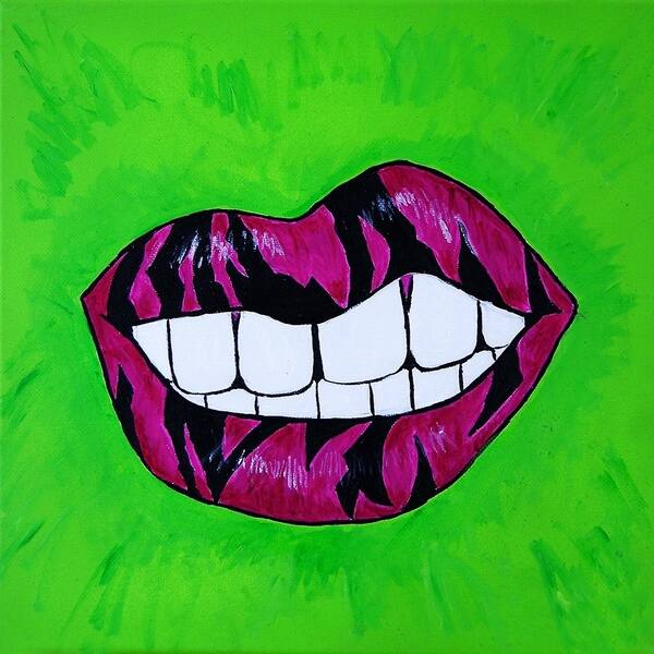 CANVAS Zebra Snarl Pink Lips By Timmery Pop Art Painting Reproduction ...