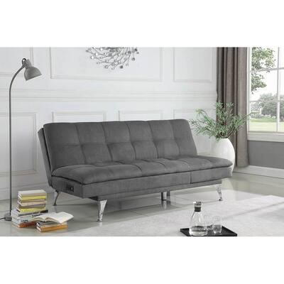 Torval Grey Tufted Upholstered Sofa Bed with Power Outlet - Overstock ...