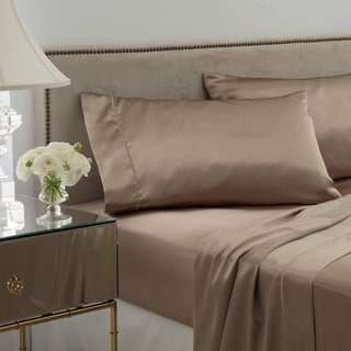 Seduction Satin Solid Queen Champagne Sheet Set - Bed Bath & Beyond ...