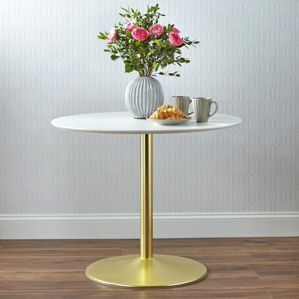 Carson Carrington Klemens Round Dining Table in White Gold Finish As Is Item Bed Bath Beyond 29146753