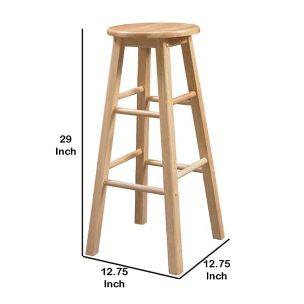 Wooden Counter Stool with Ladder Base and Round Seat, Brown - Bed Bath ...
