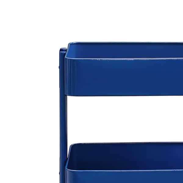 3 Tier Metal Cart with Tubular Frame and Spacious Storage, Blue - Bed ...