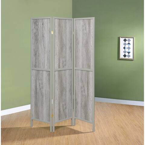 Rayport Grey Driftwood and Light Grey 3-panel Folding Screen ...