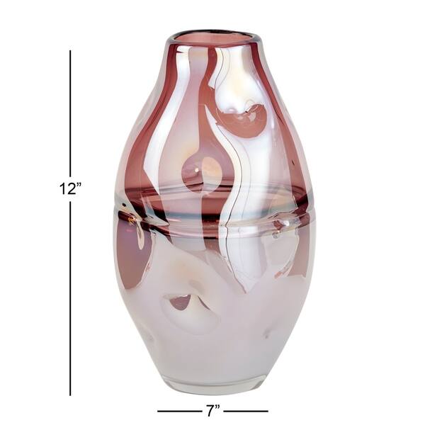 Studio 350 Large Round Dimpled Translucent and Pastel Pink Vase, 7" x ...