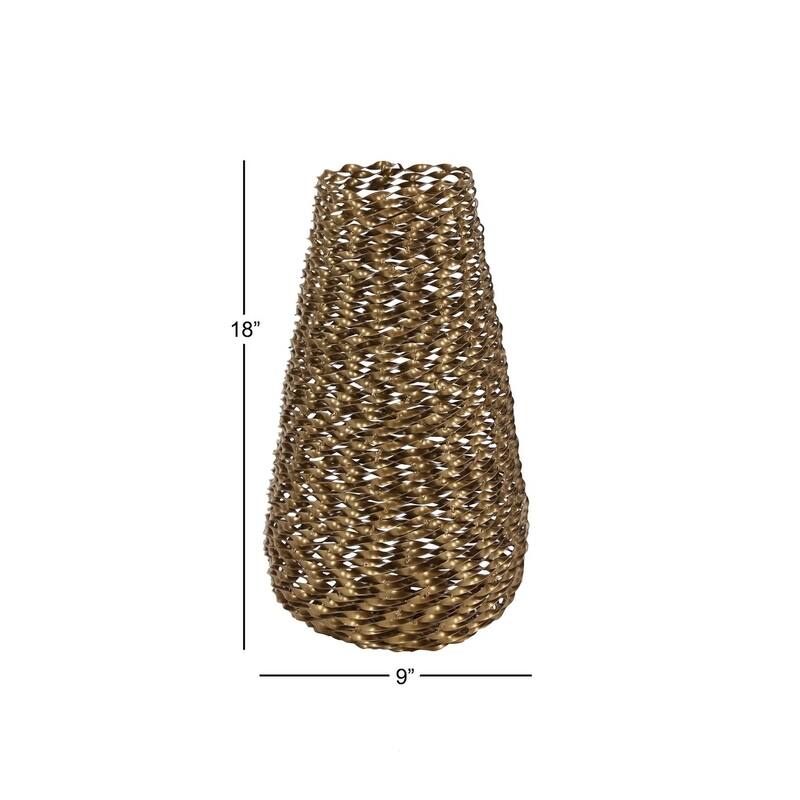 Modern Style Extra Large Round Twisted Gold Metal Vase 9" x 18" - On ...