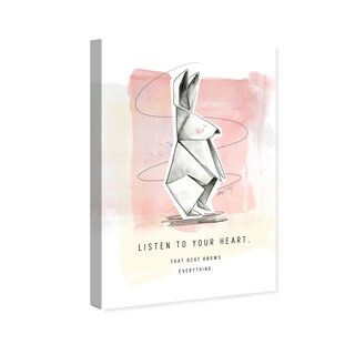 Wynwood Studio Maggie P Chang Origami Rabbit Pink Yellow Typography