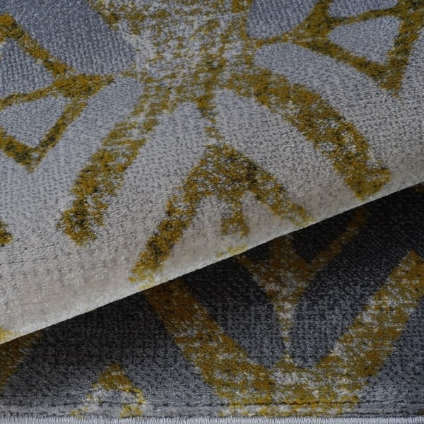 Geometric Living Room Bedroom Area Rug in Silver Gold 3x5 5x7 6 by 8 8 ...